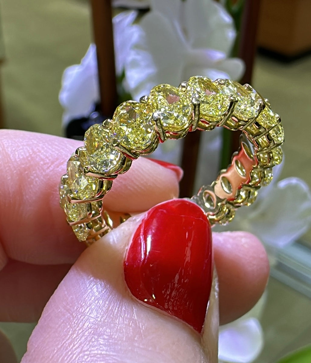 Designer Fancy Intense Yellow Canary 6.21carat Oval-cut Eternity Diamo ...
