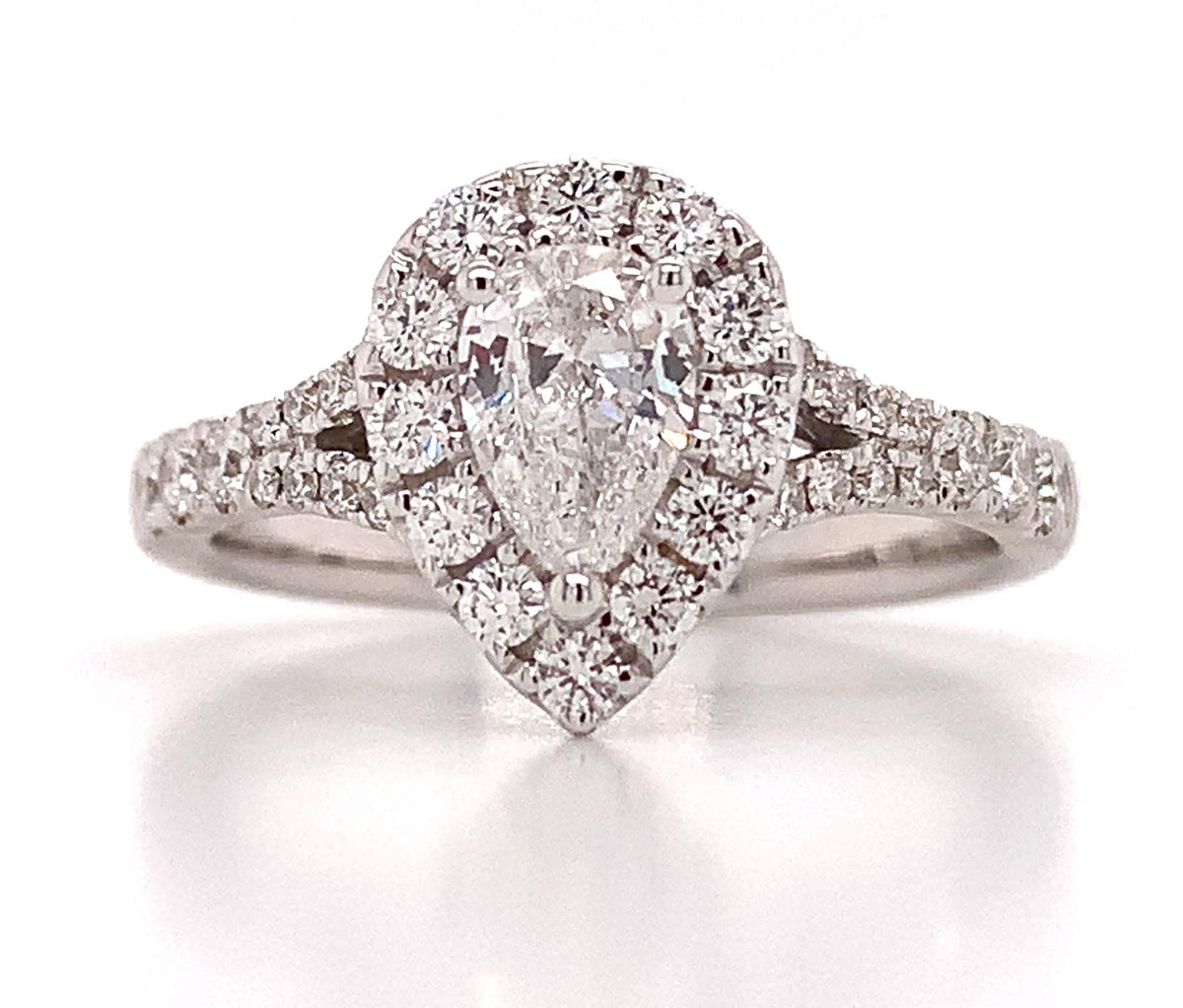 0.97ctw Pear Shape Split Shank Diamond Engagement Ring – HANIKEN ...