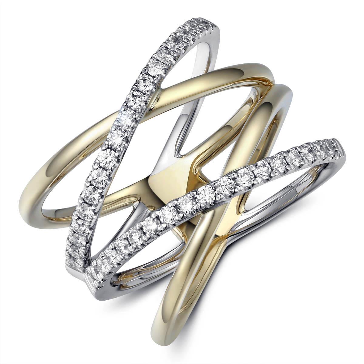 Criss-Cross Two -Tone Gold & Diamond Ring – HANIKEN JEWELERS NEW-YORK