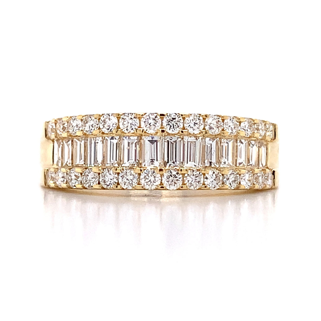 1.11ct tw Diamond Three Row Anniversary Half Eternity Band Ring ...